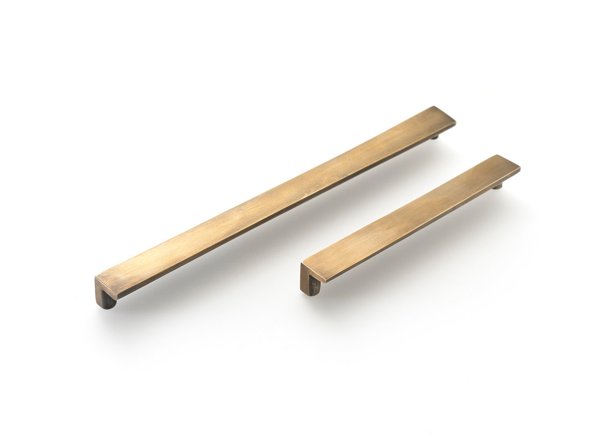 L Shaped Brass cabinet handles | Unique brass hardware from The Foundryman