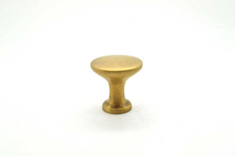 Round flared brass kitchen drawer pulls: buy online from the Foundryman