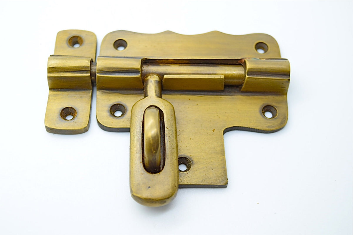 Solid brass antique style bolt lock with padlock catch: brass locks and ...